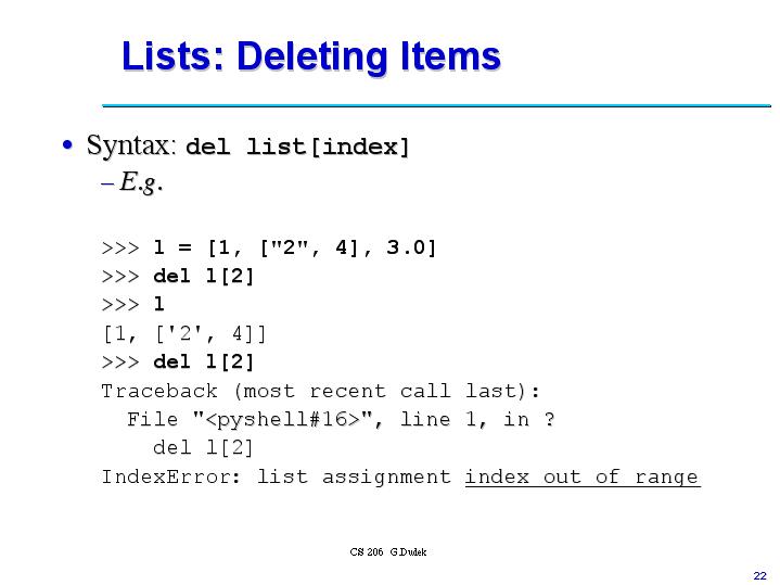 Lists Deleting Items 