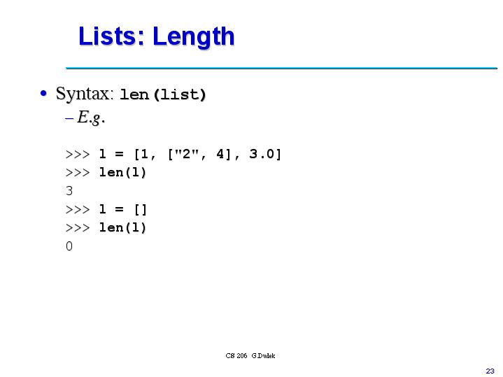 Lists Length