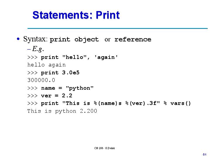 Statements: Print